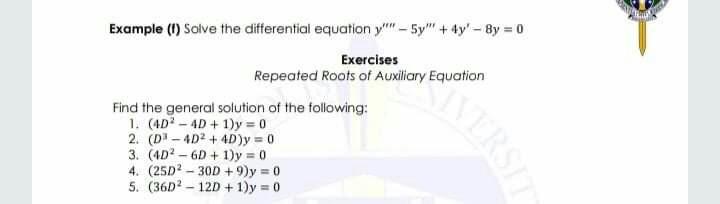 Solved Answer (f) and (#3). Differential Equation: Repeated | Chegg.com