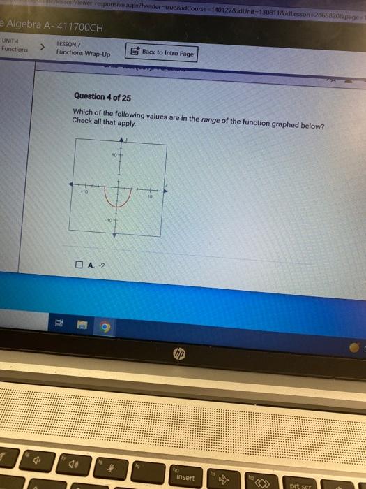 Solved Which of the following values are in the range of the | Chegg.com