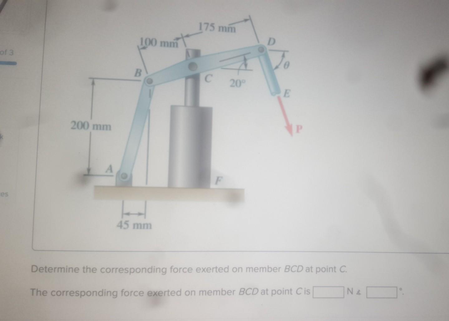 Solved The hydraulic cylinder CF, ﻿which partially controls | Chegg.com