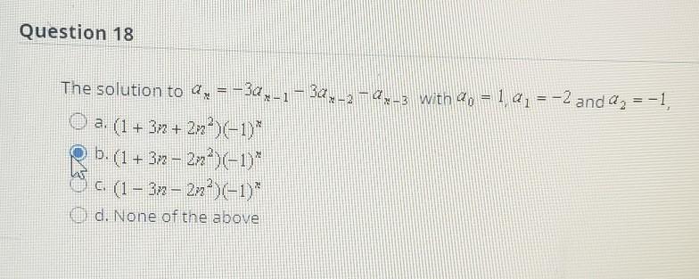 Solved Question 17 The solution to , = -34,- 1 - 3«,-2-4,-3 | Chegg.com