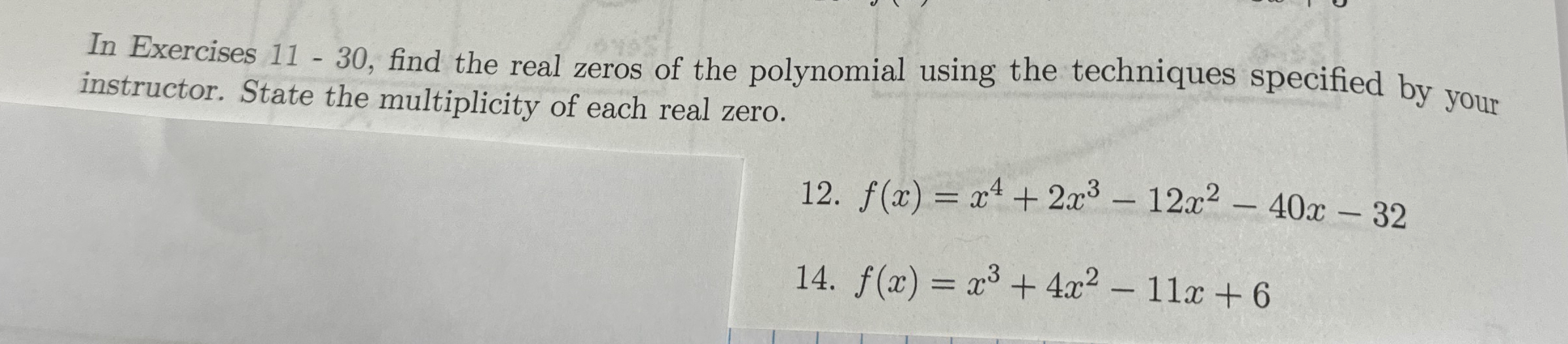 Solved In Exercises 11 - 30, ﻿find the real zeros of the | Chegg.com