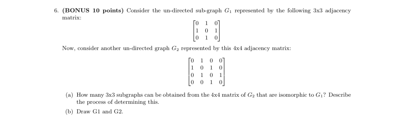Solved (BONUS 10 ﻿points) ﻿Consider the un-directed | Chegg.com