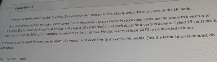 Solved Question 4 Type your formulation in the textbox. | Chegg.com