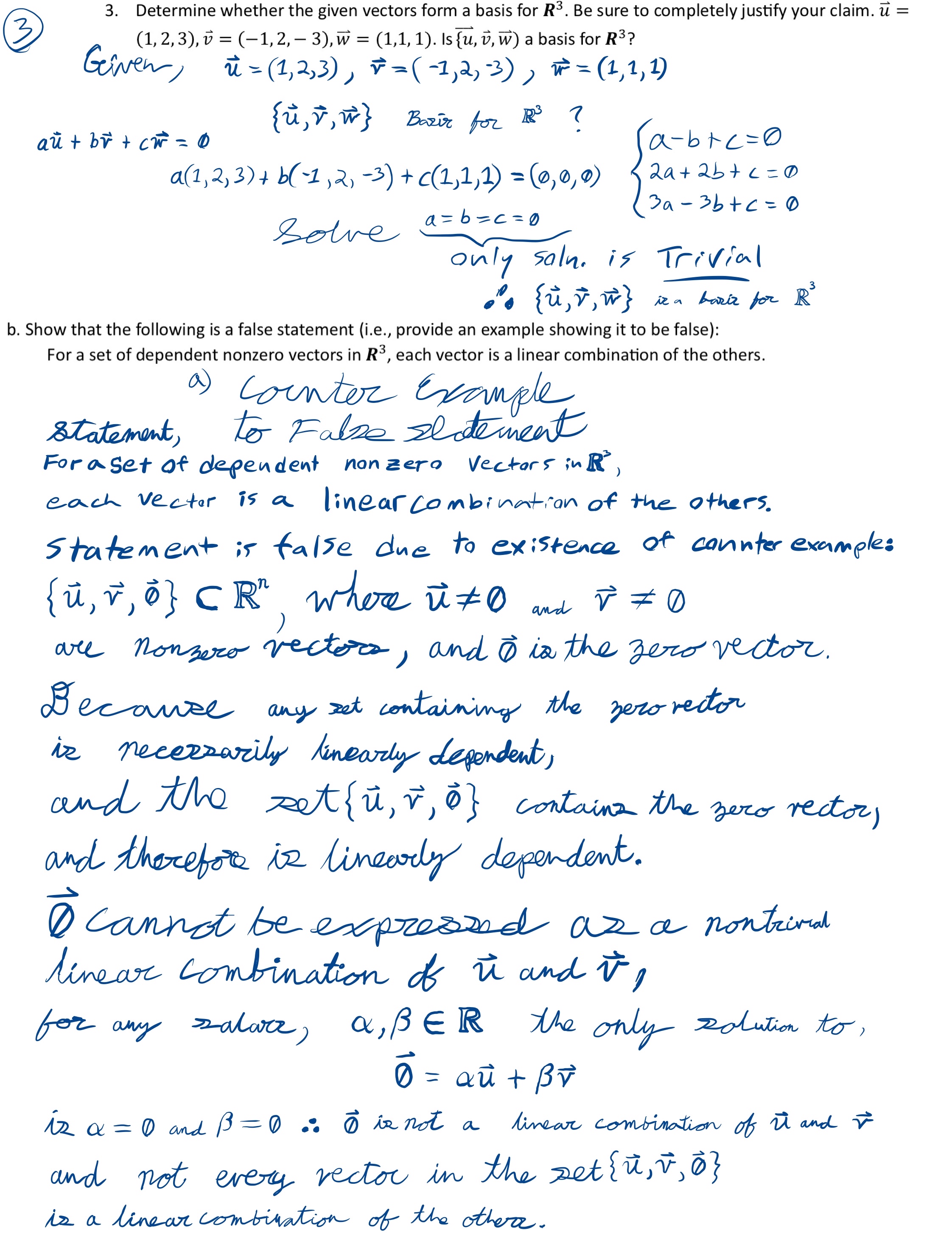 Solved (3) 3. ﻿Determine whether the given vectors form a | Chegg.com
