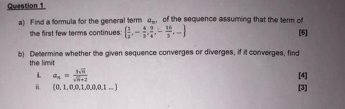 Solved Question 1a) ﻿Find a formula for the general term an, | Chegg.com