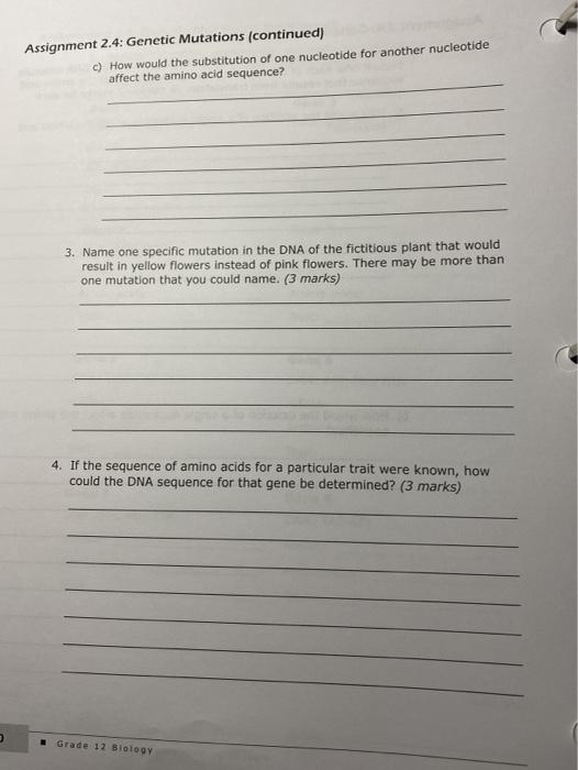 Solved Assignment 2.4: Genetic Mutations (36 marks) Read all | Chegg.com