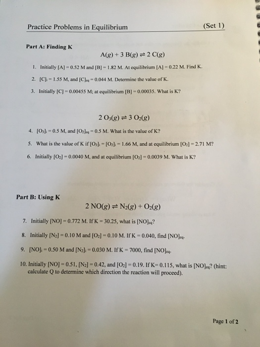 Solved Practice Problems in Equilibrium (Set 1) Part A: | Chegg.com