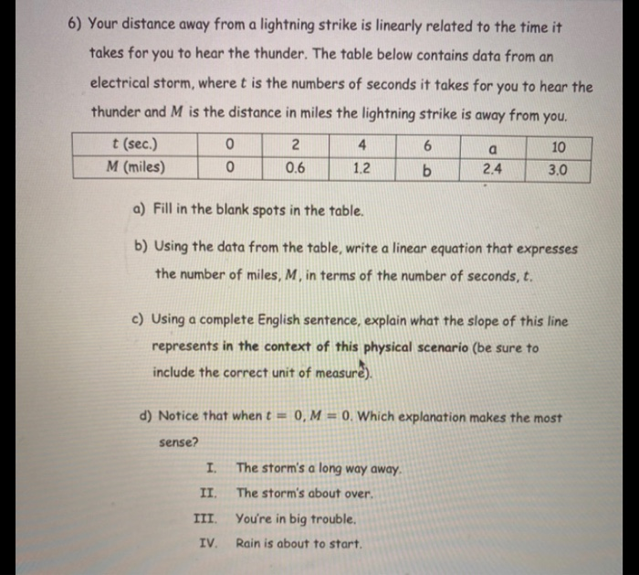 Solved 6) Your distance away from a lightning strike is | Chegg.com