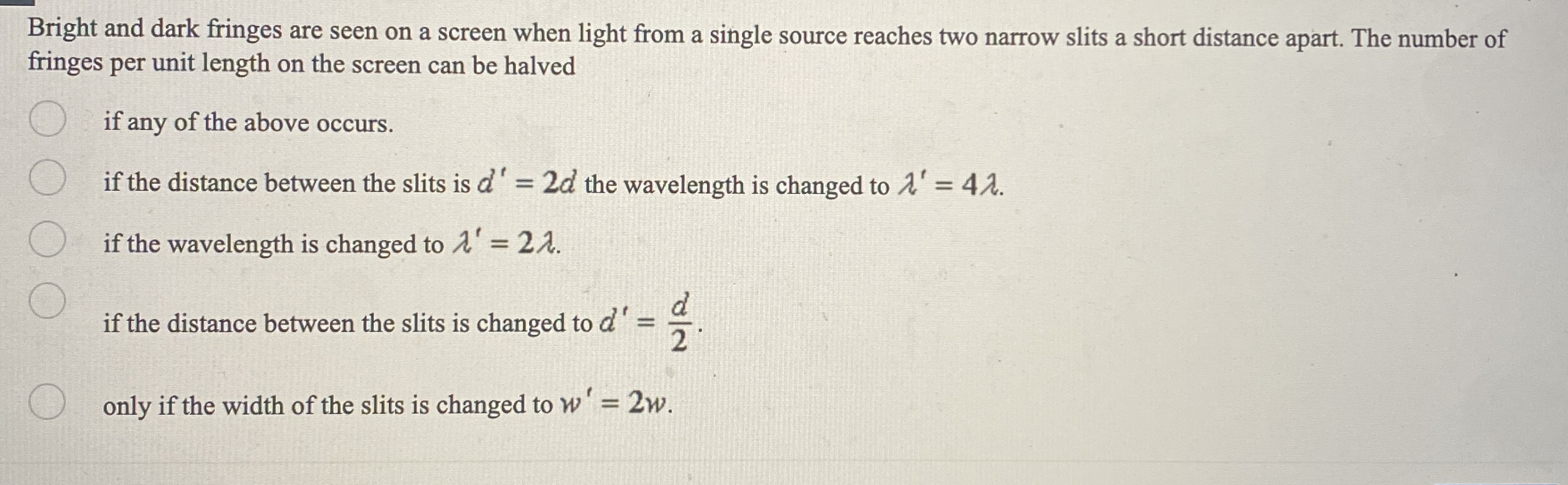 Solved Bright and dark fringes are seen on a screen when | Chegg.com