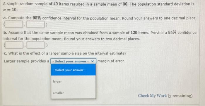Solved A simple random sample of 40 items resulted in a | Chegg.com
