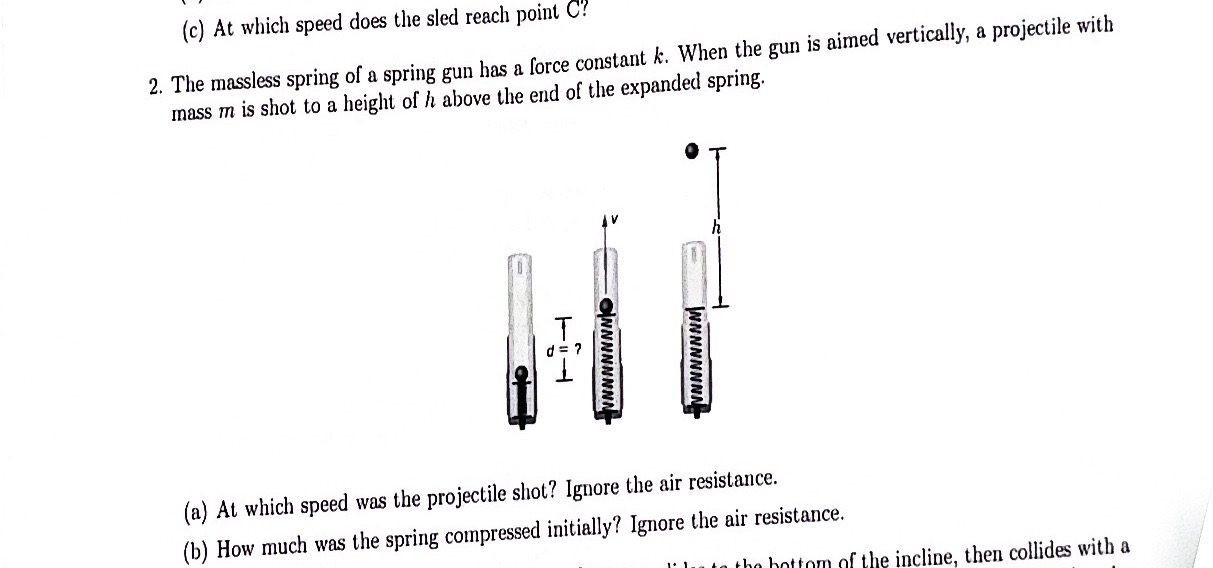 Solved 2. ﻿The massless spring of a spring gun has a force | Chegg.com