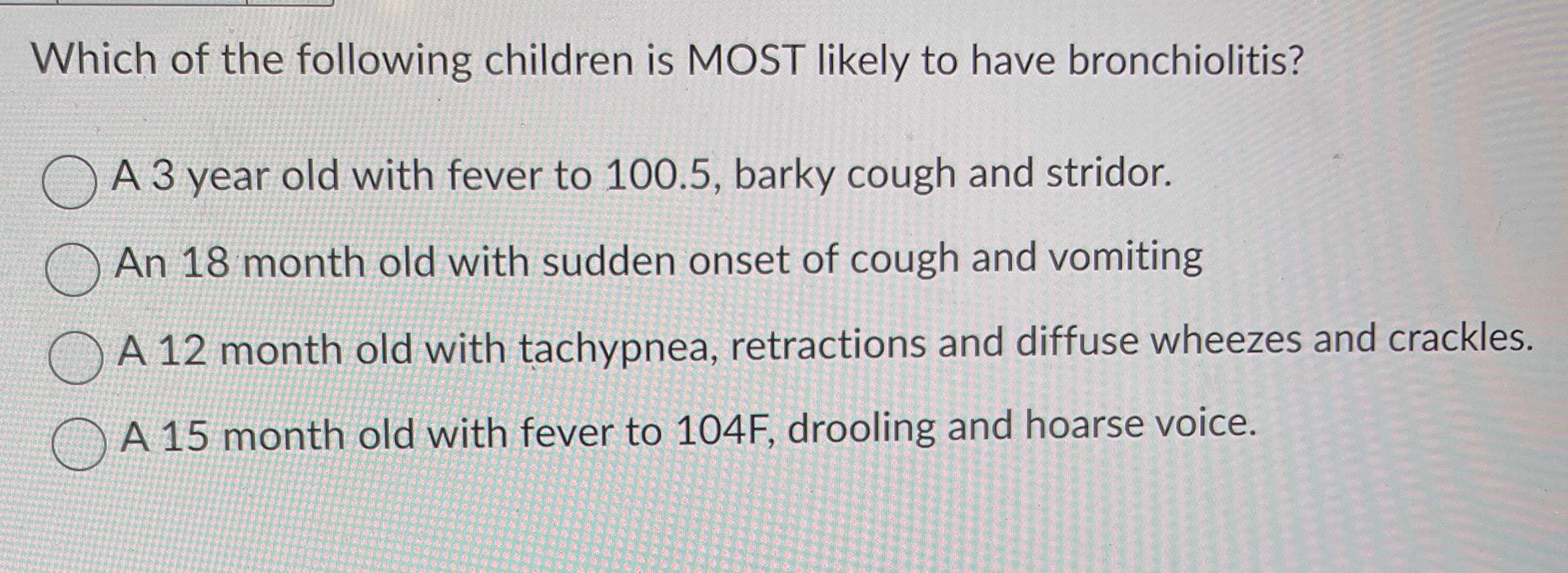 Solved Which of the following children is MOST likely to | Chegg.com