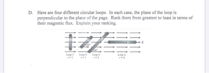 Solved D. Here are four different circular loops. In each | Chegg.com