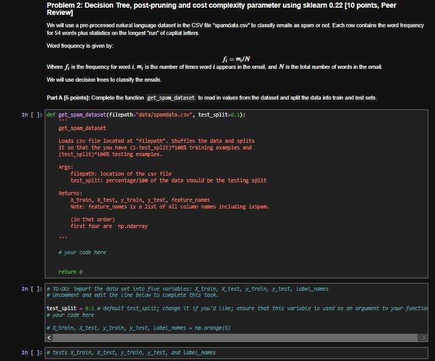 Solved Problem 2: Decision Tree, post-pruning and cost | Chegg.com