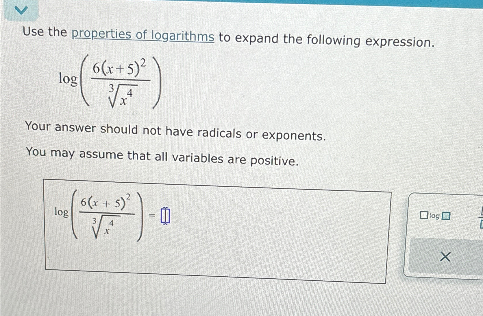 Solved Use the properties of logarithms to expand the | Chegg.com