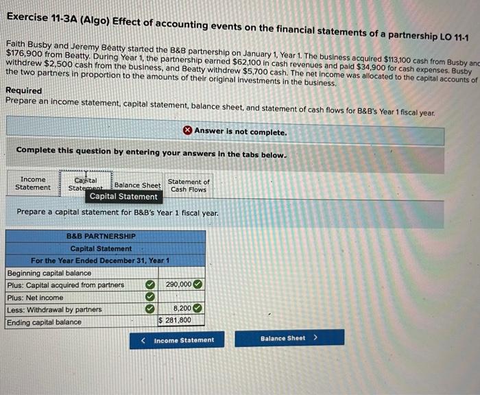 Solved Exercise 11-3A (Algo) Effect of accounting events on | Chegg.com