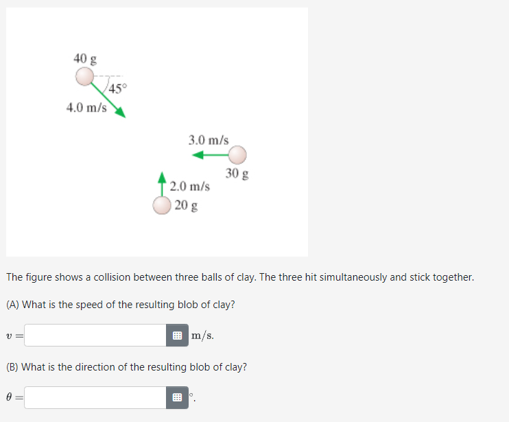 Solved The figure shows a collision between three balls of | Chegg.com