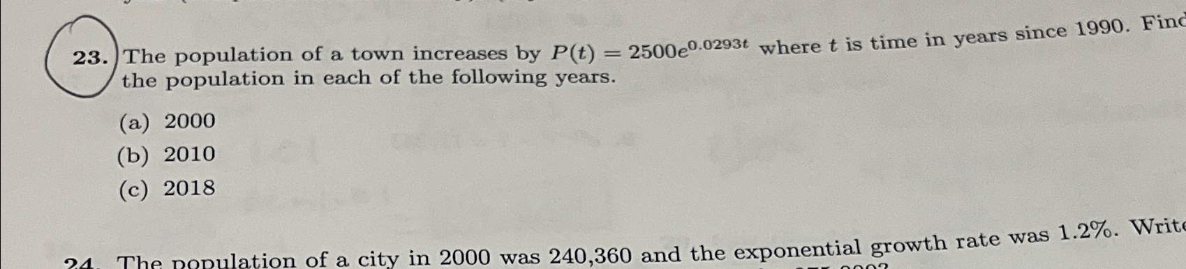 Solved The population of a town increases by | Chegg.com