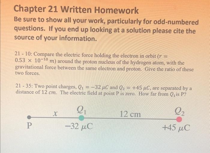 Solved Chapter 21 Written Homework Be sure to show all your | Chegg.com