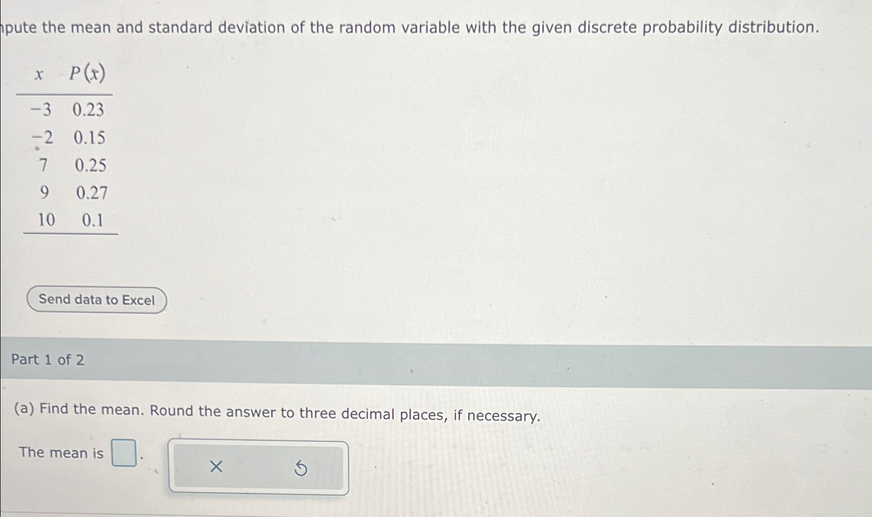 Solved dispute the mean and standard deviation of the random | Chegg.com