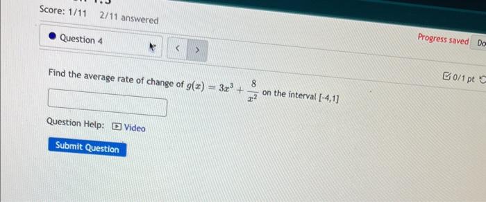 Solved Find the average rate of change of g(x)=−3x3+4 from | Chegg.com
