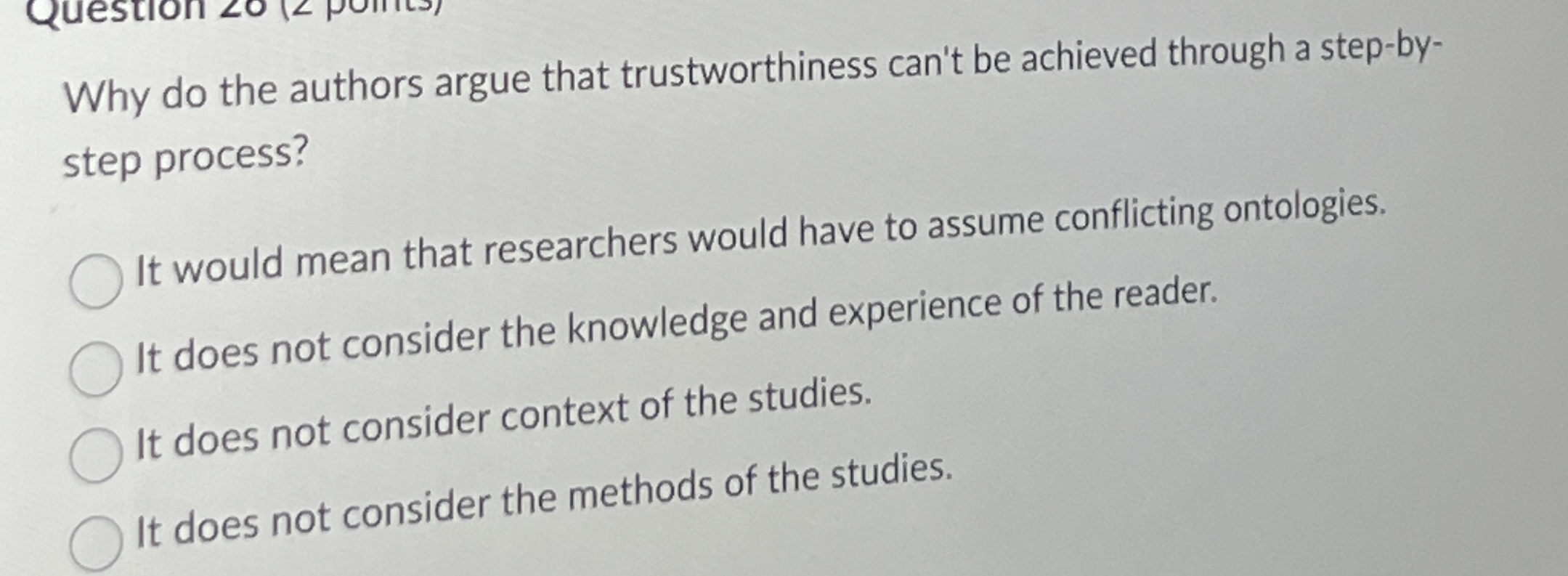 Solved Why do the authors argue that trustworthiness can't | Chegg.com