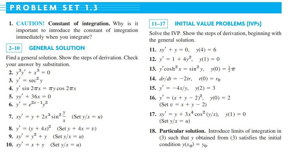 Solved 1 Caution Constant Of Integration Why Is It