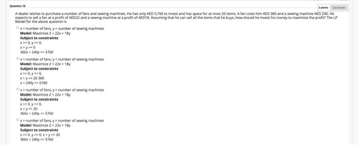 Solved A dealer wishes to purchase a number of fans and | Chegg.com