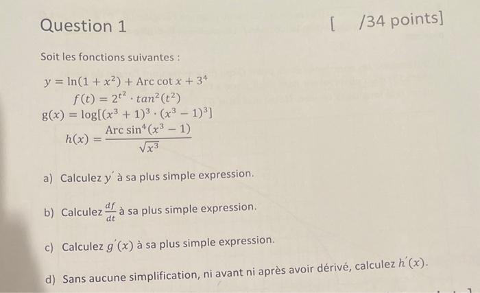 Solved a) calcute derivative of y' at its simplest | Chegg.com