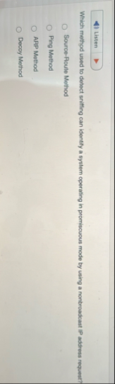 Solved Which method used to detect sniffing can identity a | Chegg.com