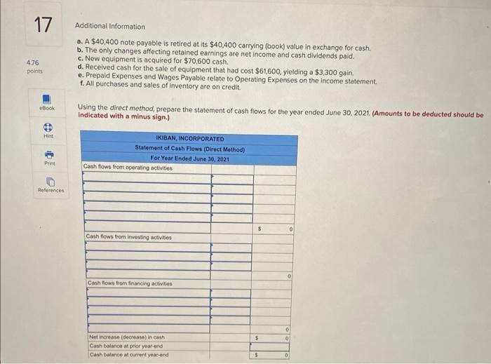 Solved Exercise 12-19B (Algo) Direct: Preparing statement of | Chegg.com