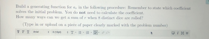 Solved Build a generating function for a, in the following | Chegg.com