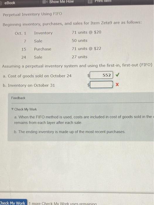 Solved eBook Show Me How Perpetual Inventory Using FIFO | Chegg.com