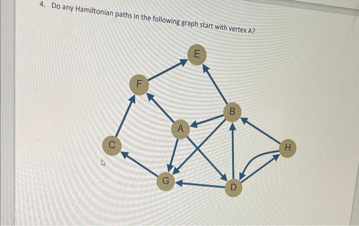 Solved 4 Do Any Hamiltonian Paths In The Following Graph 