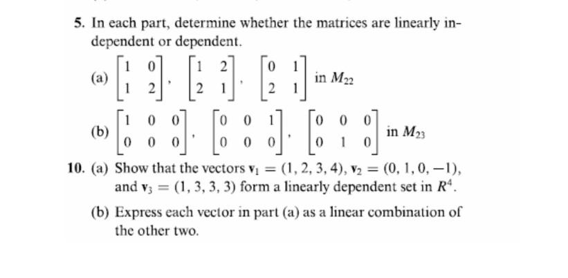 Solved 5. In each part, determine whether the matrices are | Chegg.com