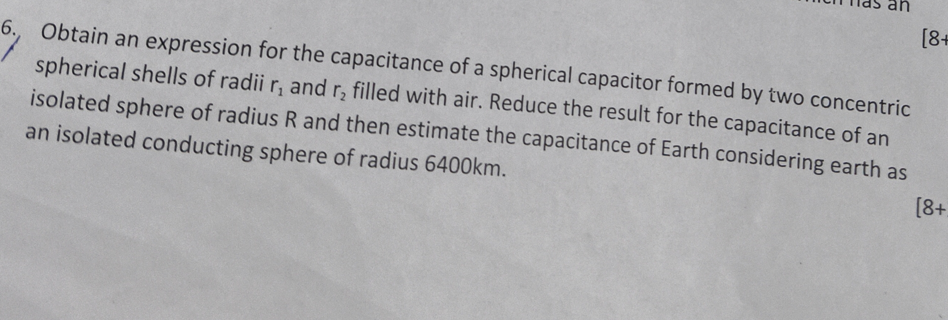 Solved Obtain an expression for the capacitance of a | Chegg.com