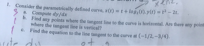 Solved Consider the parametrically defined curve, x(t) = t + | Chegg.com