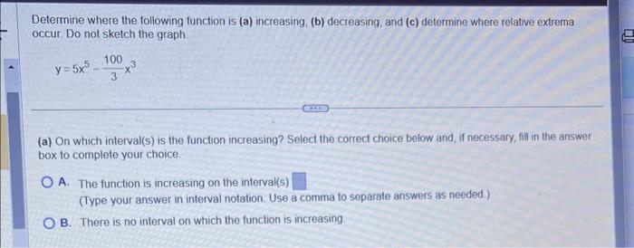 Solved Determine where the function is (a) increasing; (b) | Chegg.com