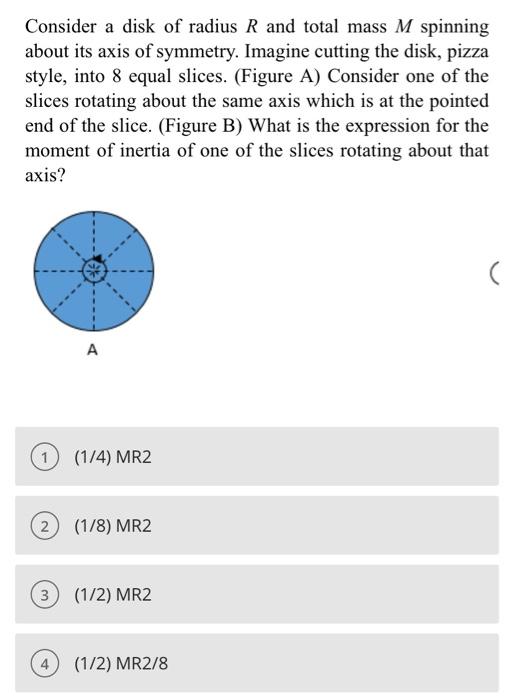 Solved Consider a disk of radius R and total mass M spinning | Chegg.com