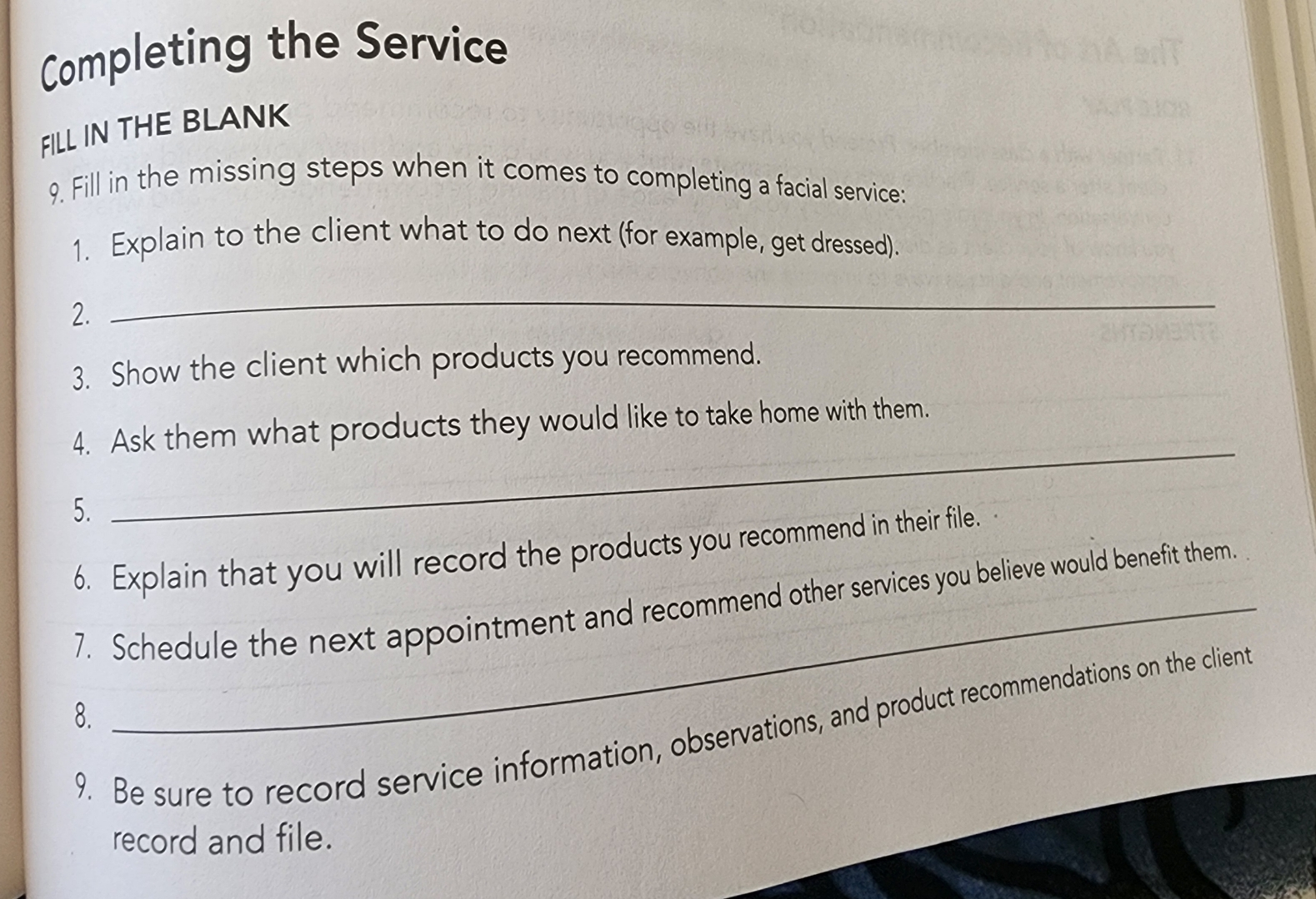 completing the ServiceFILL IN THE BLANK9. ﻿Fill in | Chegg.com