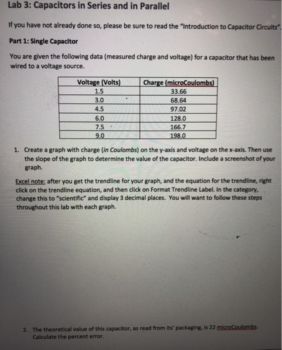 Solved Lab 3: Capacitors in Series and in Parallel If you | Chegg.com
