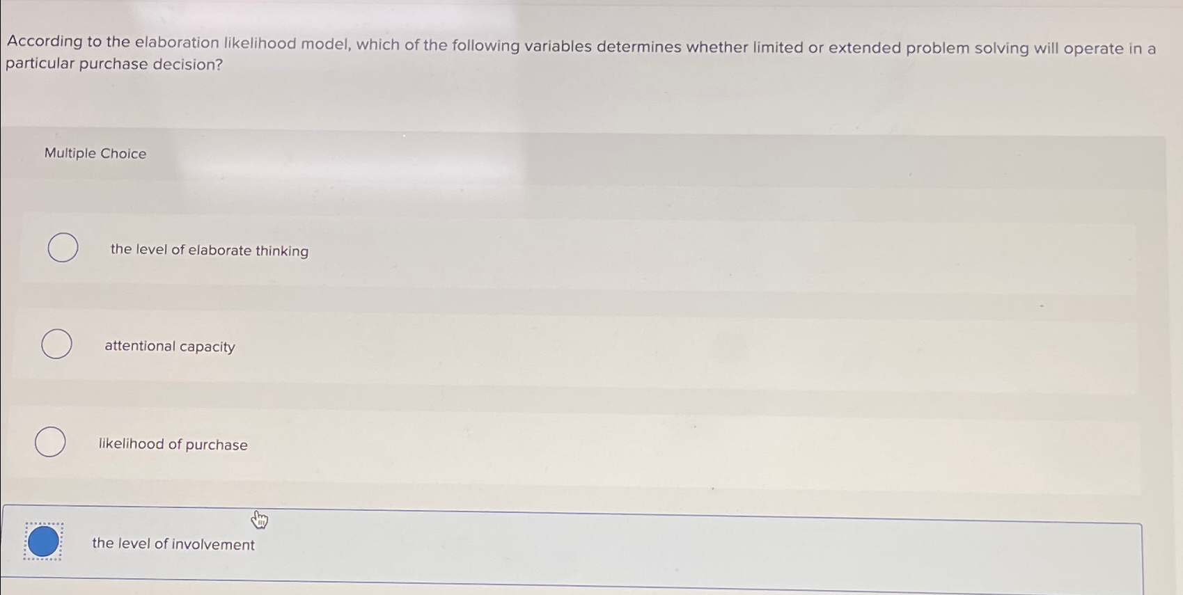 Solved According to the elaboration likelihood model, which | Chegg.com