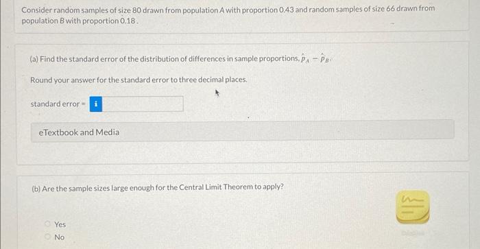 Solved Consider random samples of size 80 drawn from | Chegg.com