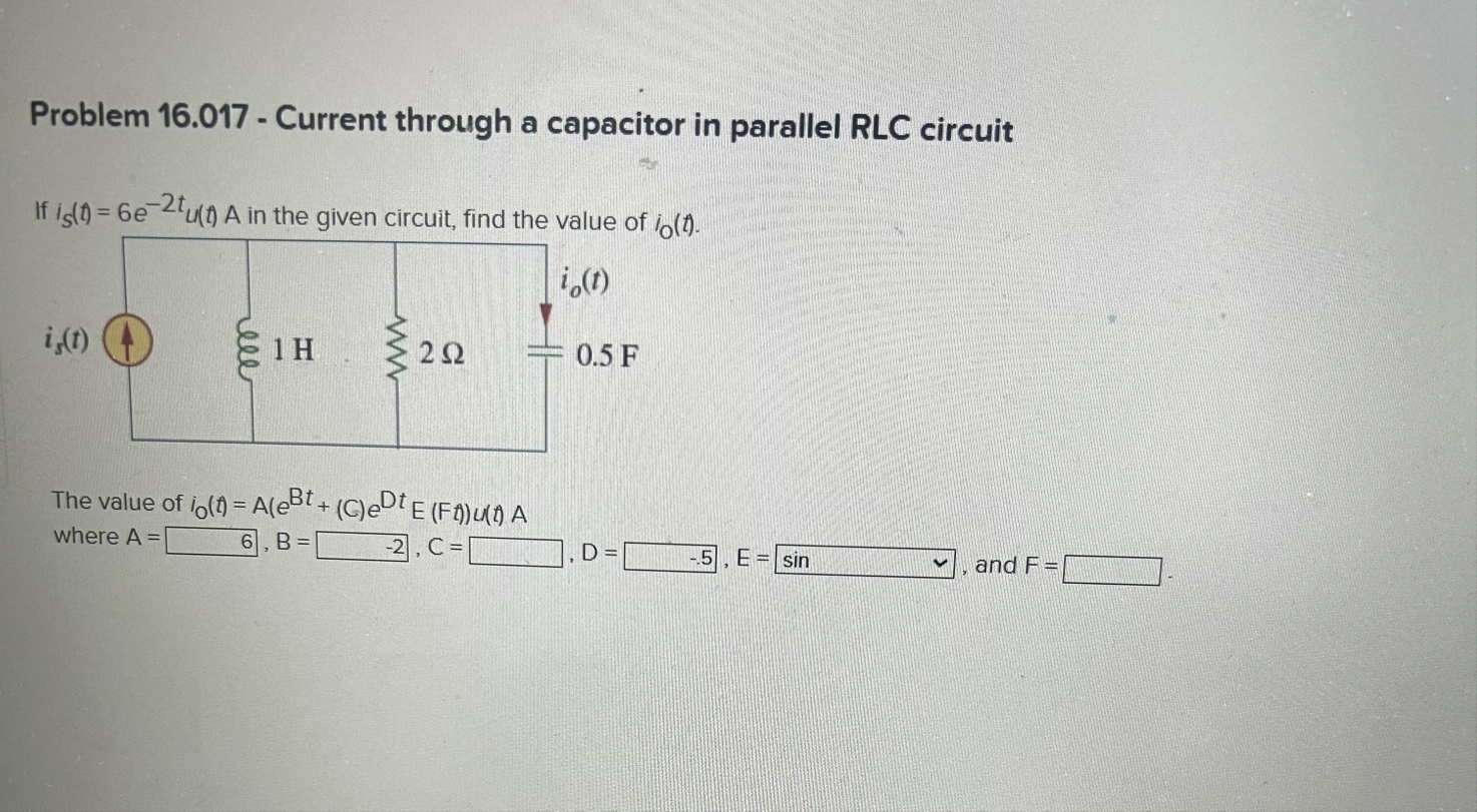 Solved Problem 16.017 - ﻿Current through a capacitor in | Chegg.com