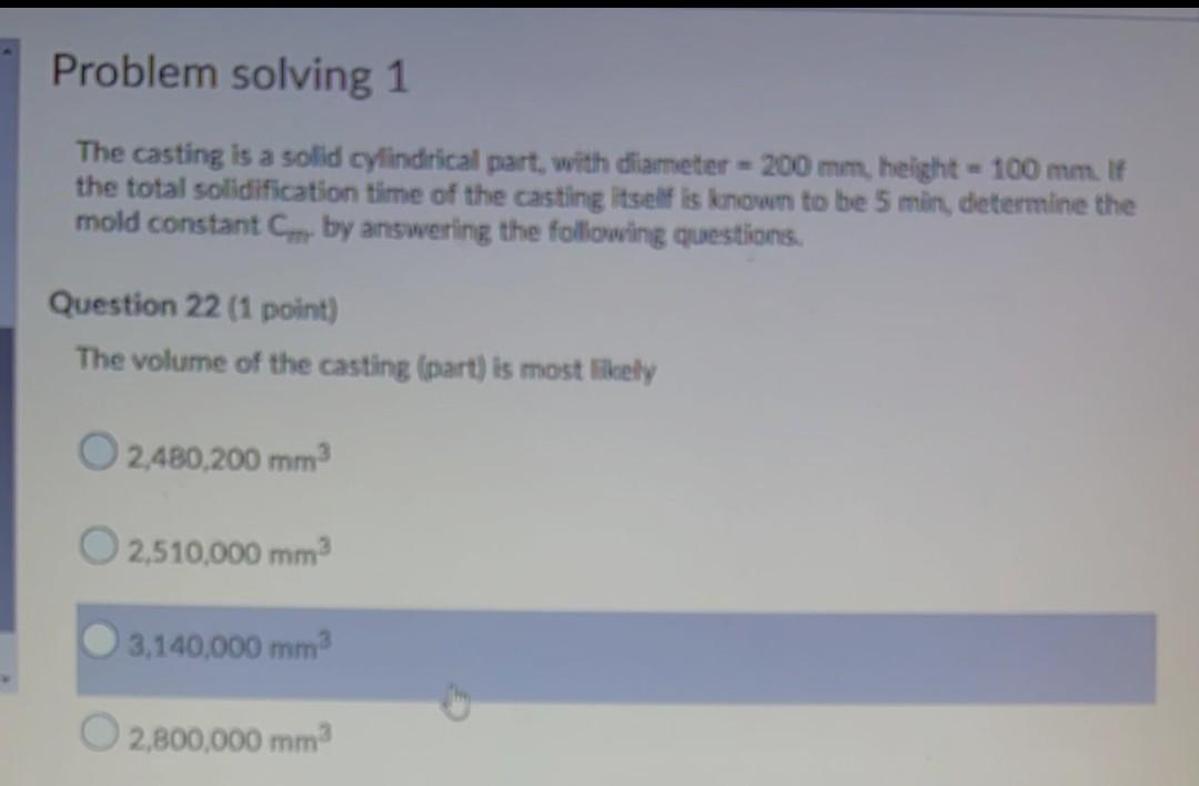 Solved Problem solving 1 The casting is a solid cylindrical | Chegg.com