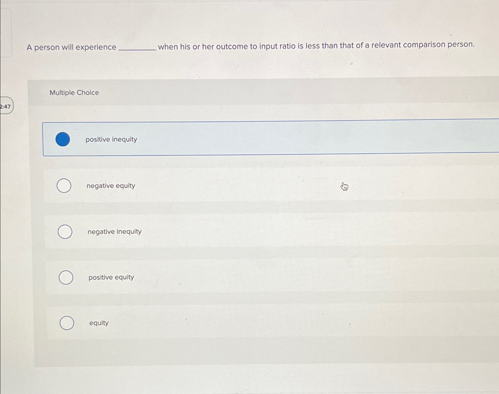 Solved A person will experience when his or her outcome to | Chegg.com