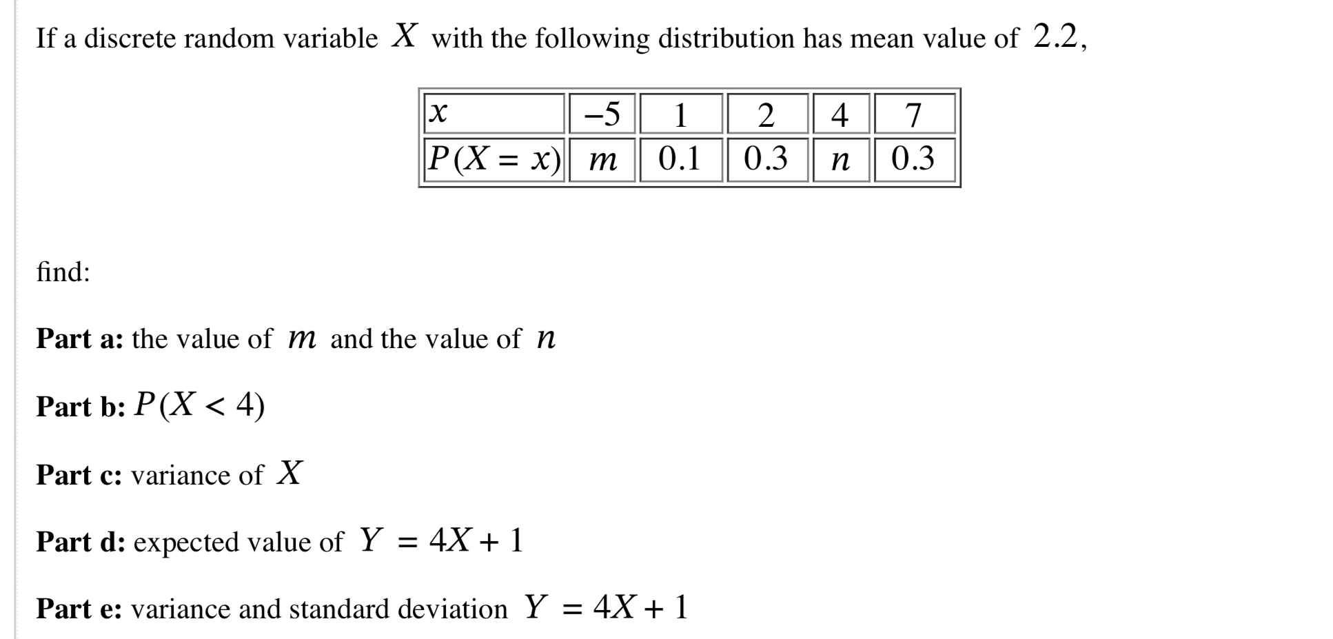 Solved If A Discrete Random Variable X ﻿with The Following 4475