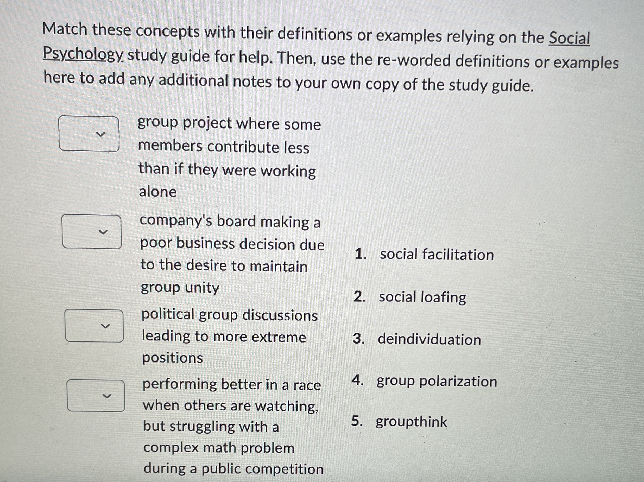 Solved Match these concepts with their definitions or | Chegg.com