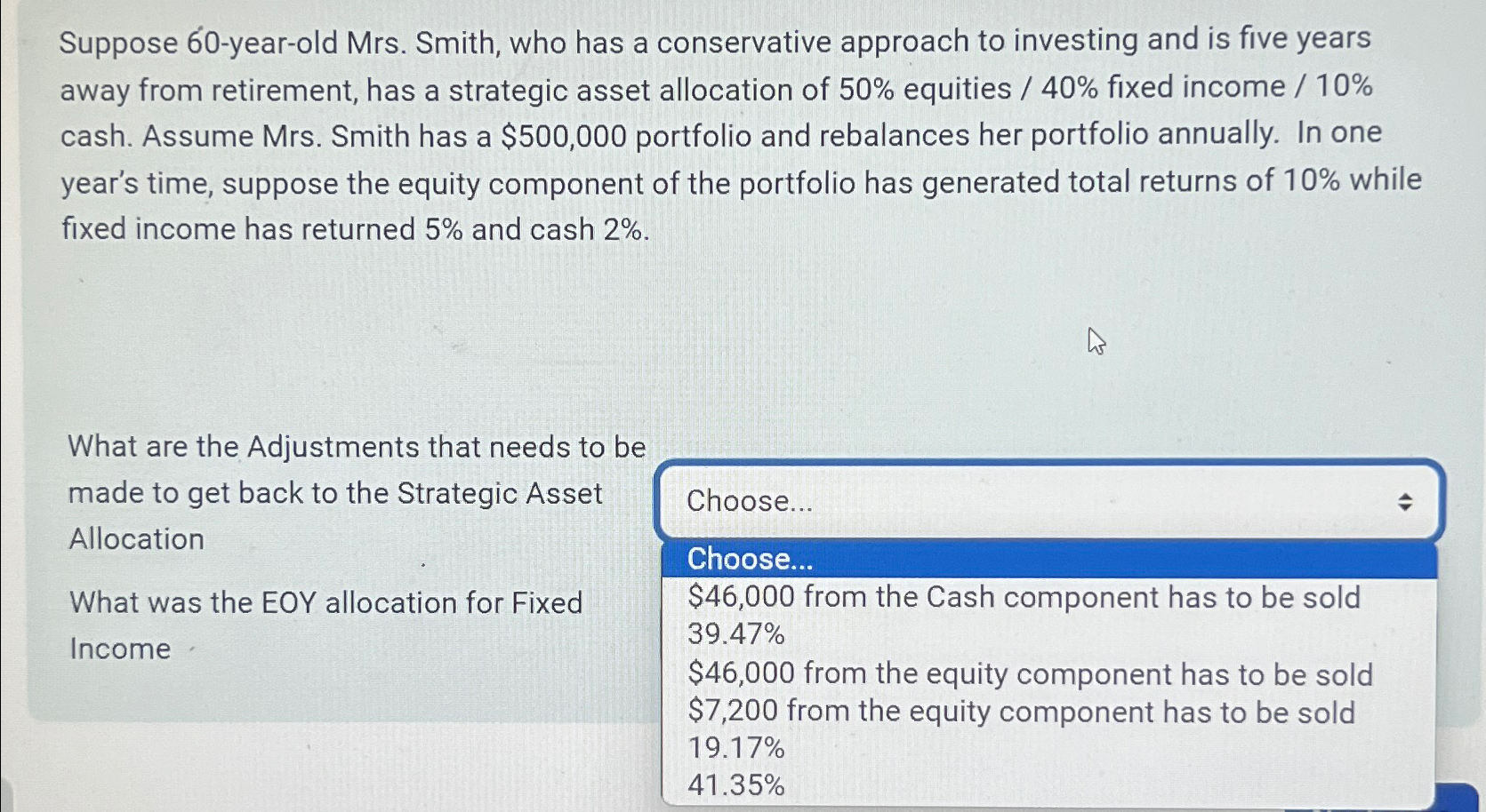 Solved Suppose 60 -year-old Mrs. ﻿Smith, who has a | Chegg.com