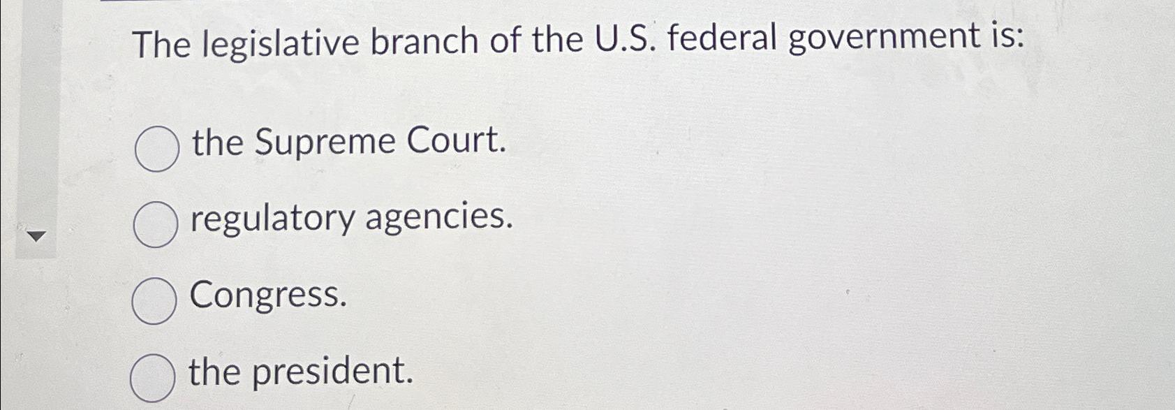 Solved The legislative branch of the U.S. ﻿federal | Chegg.com